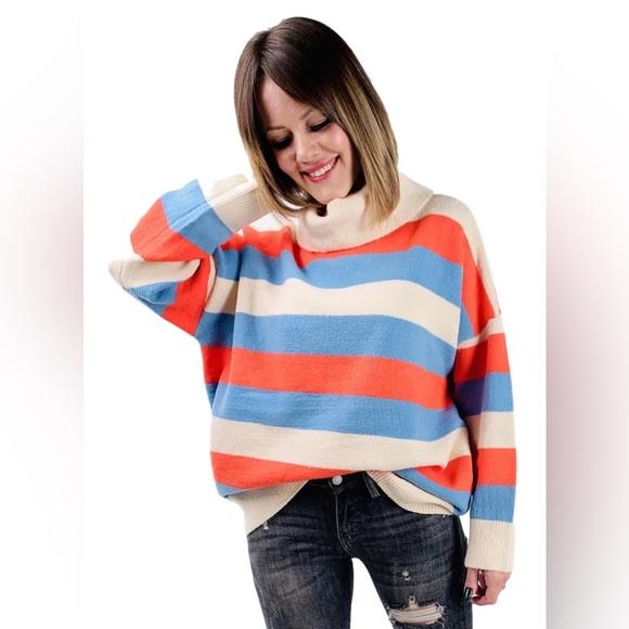 POL | Sweaters | Pol Color Block Turtle Neck Oversized Sweater | Poshmark